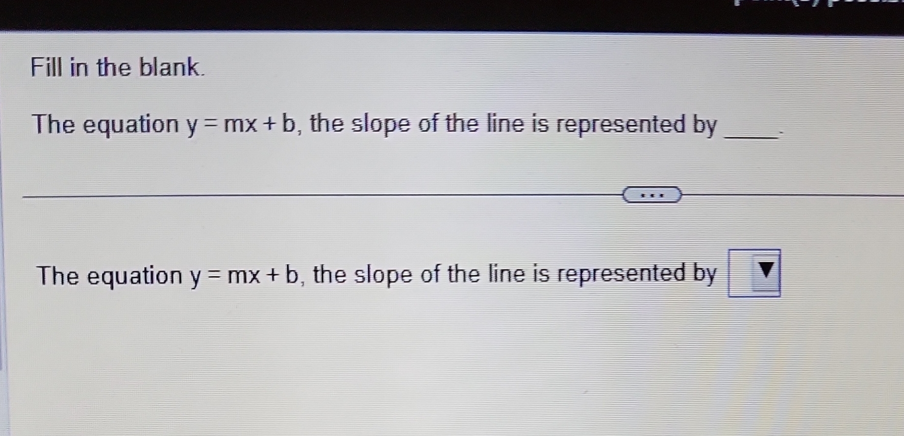 Solved Fill in the blank.The equation y=mx+b, ﻿the slope of | Chegg.com