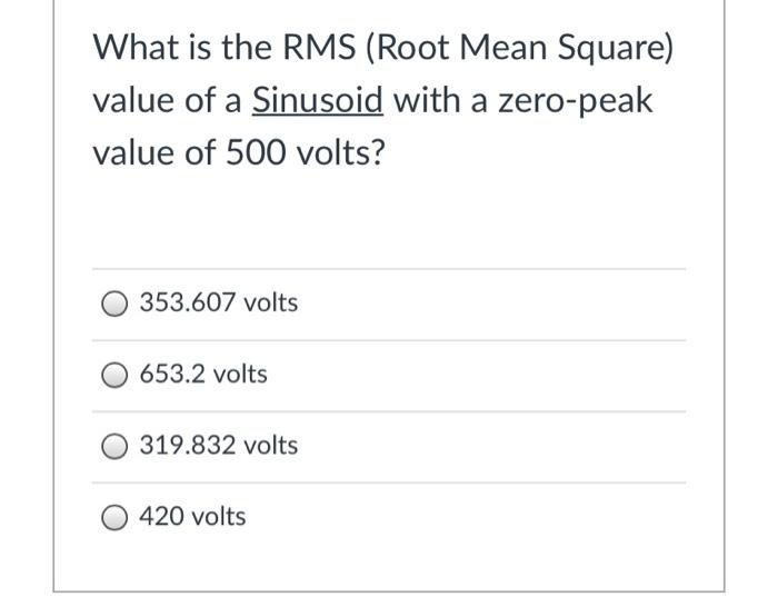 Solved What Is The Rms Root Mean Square Value Of A 8416