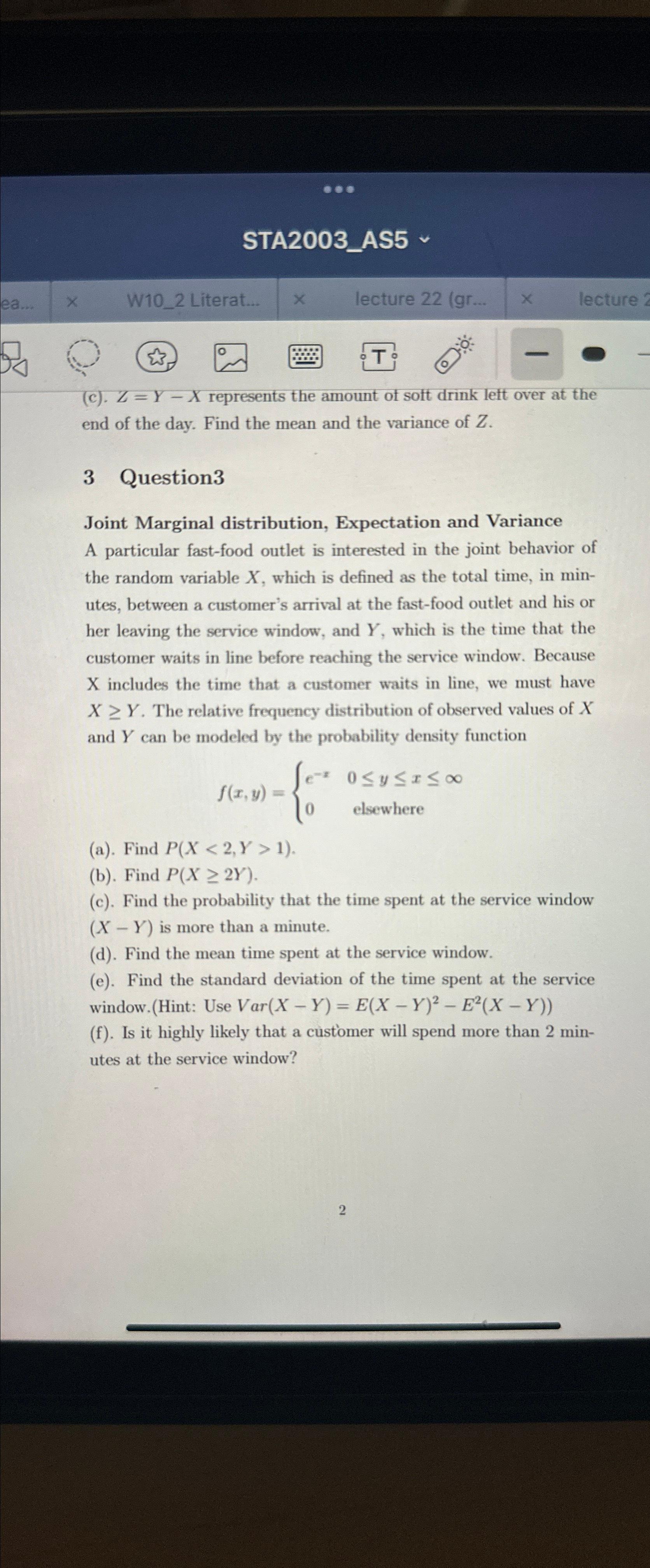 Solved Joint Marginal distribution, Expectation and Variance | Chegg.com