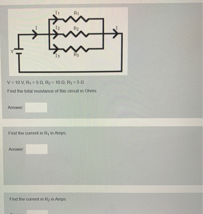 Solved R1 12 R2 13 R3 V = 10 V, R1 = 50, R2 = 100, R3 = 50 | Chegg.com
