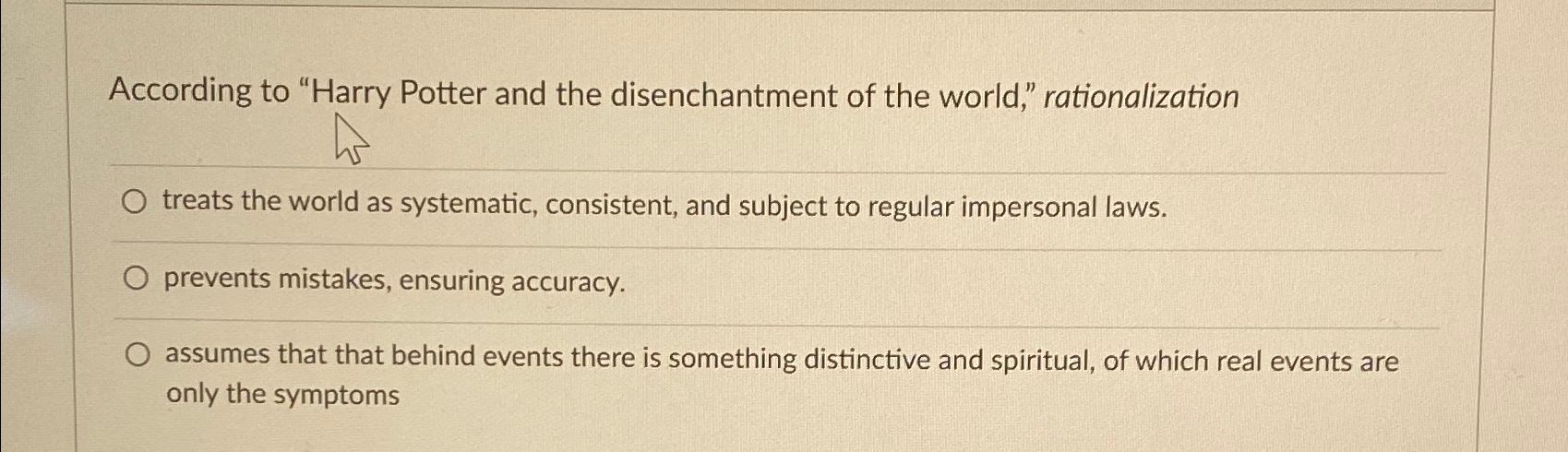 Solved According to "Harry Potter and the disenchantment of | Chegg.com