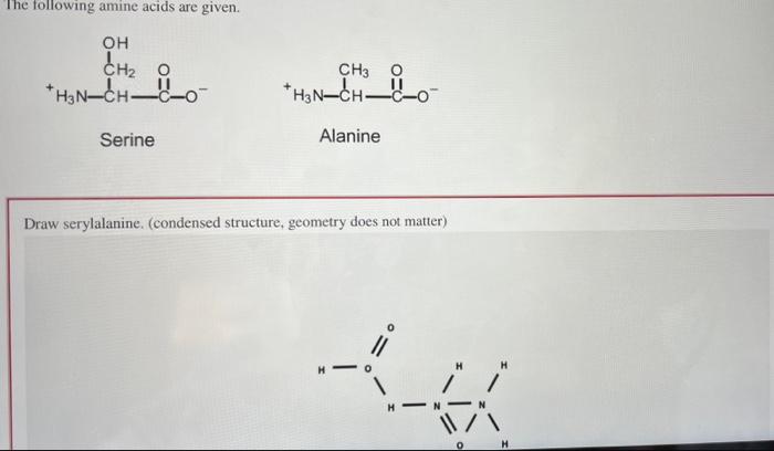 Solved The following amine acids are given. OH CHỌ *H3N-CH-0 | Chegg.com