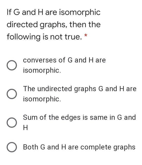 Solved If G and H are isomorphic directed graphs, then the | Chegg.com
