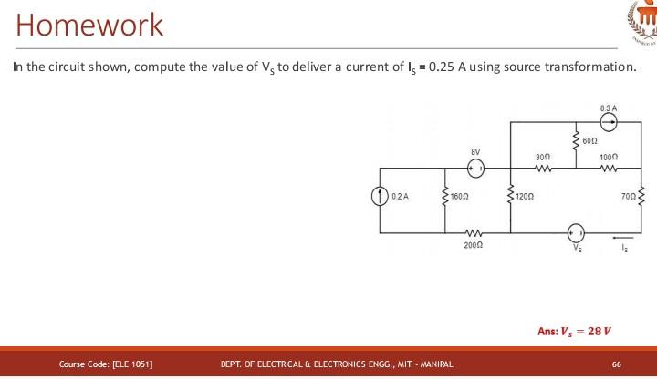 Solved In the circuit shown, compute the value of VS to | Chegg.com