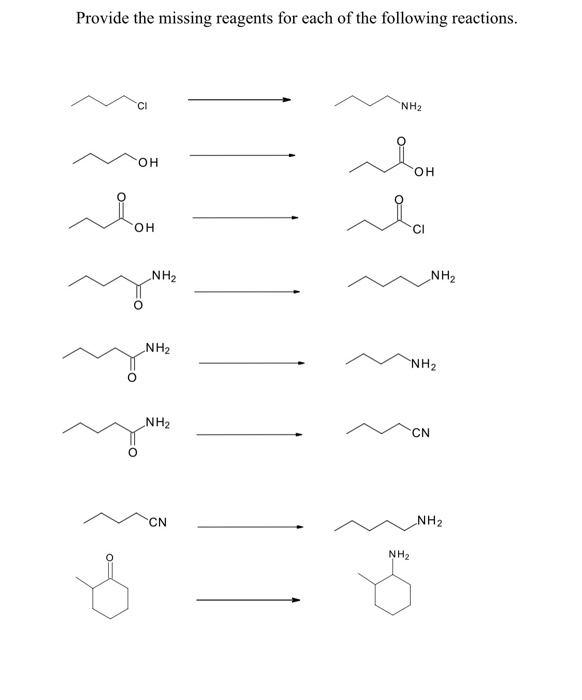 Solved Provide the missing reagents for each of the | Chegg.com