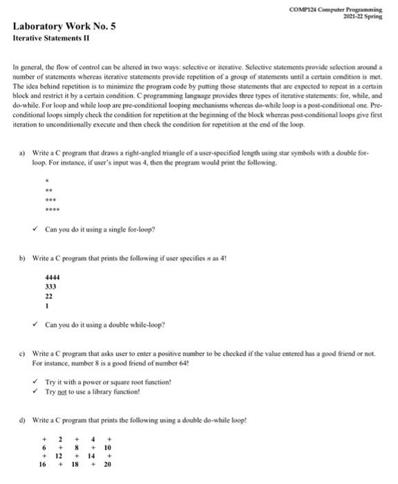 Solved COMPIL Computer Programming 2021-22 Spring Laboratory | Chegg.com