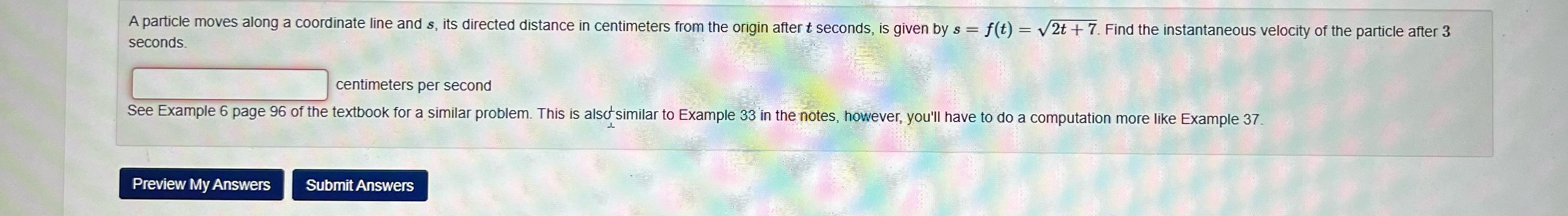 Solved seconds. centimeters per secondSee Example 6 ﻿page 96 | Chegg.com