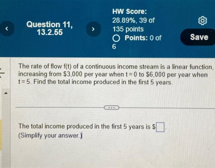 Solved The rate of flow f(t) of a continuous income stream | Chegg.com