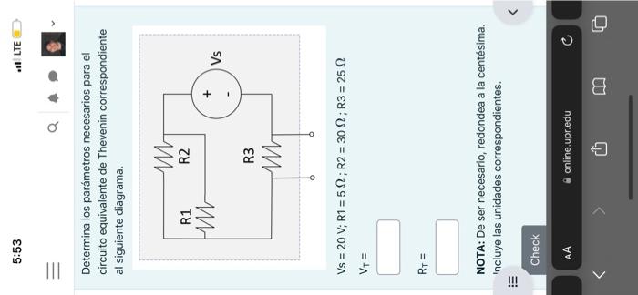 Solved Determina los parámetros necesarios para el circuito | Chegg.com