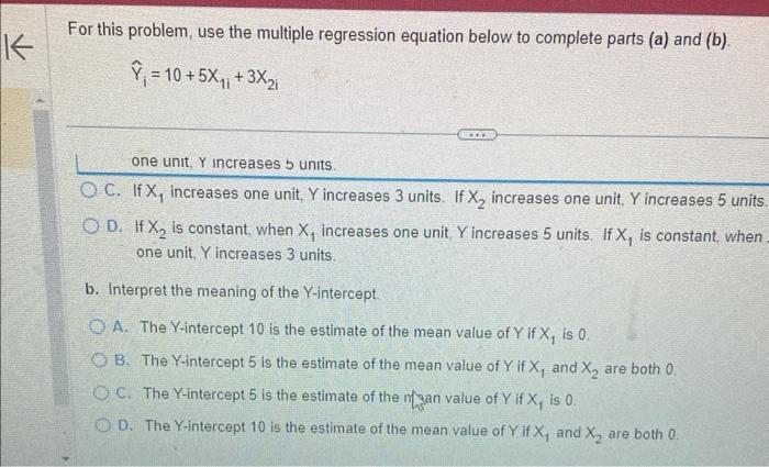 Solved For this problem, use the multiple regression | Chegg.com