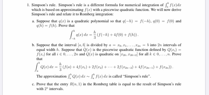 Solved 1. Simpson's rule. Simpson's rule is a different | Chegg.com