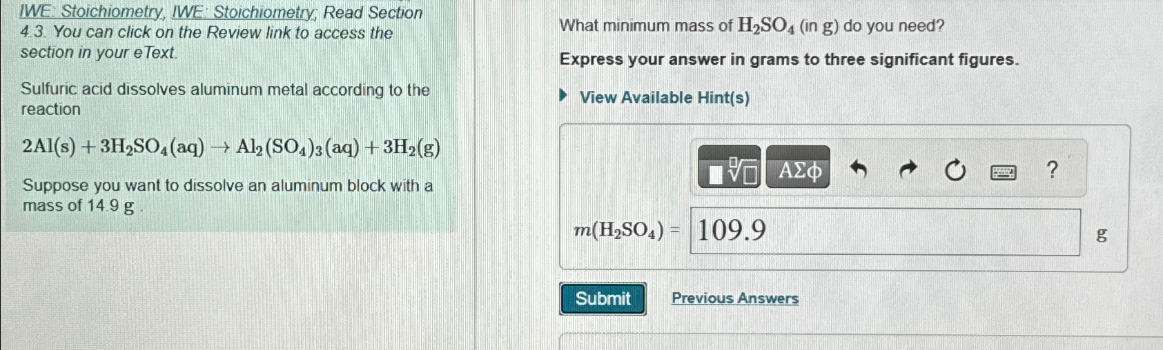 Solved IWE Stoichiometry, IWE: Stoichiometry; Read | Chegg.com