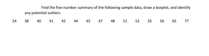 Solved Find the five-number summary of the following sample | Chegg.com