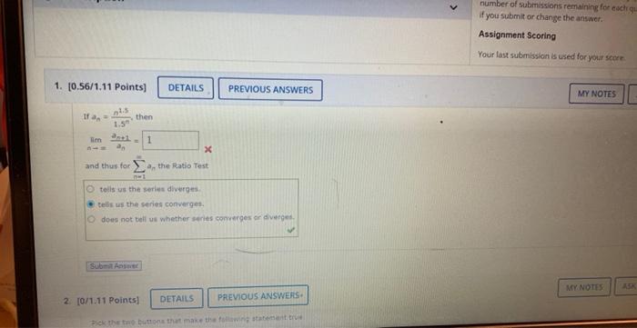 Solved number of submissions remaining for each if you | Chegg.com