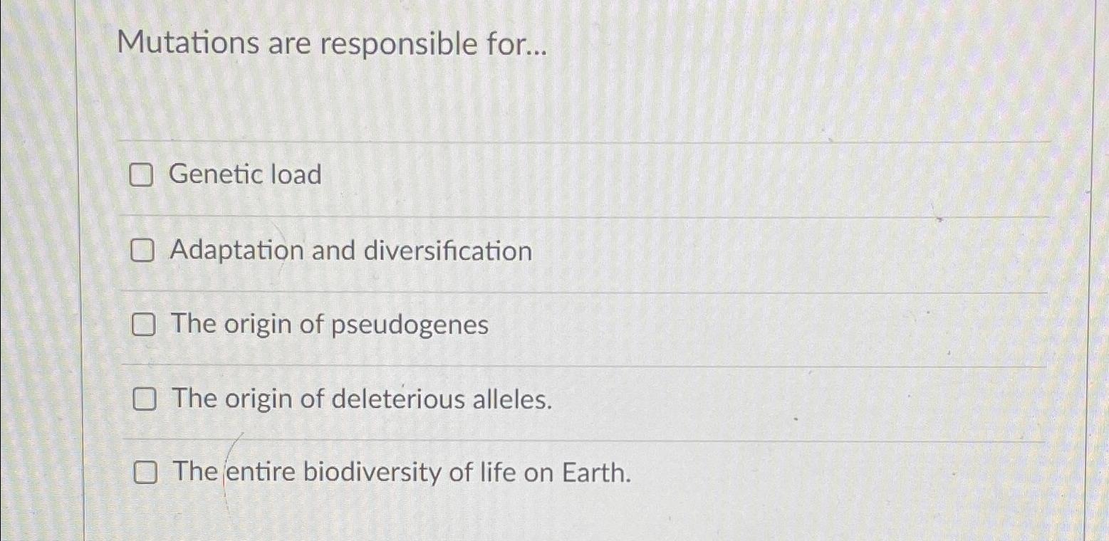Solved Mutations are responsible for...Genetic | Chegg.com
