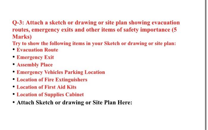 Solved Q-3: Attach a sketch or drawing or site plan showing | Chegg.com