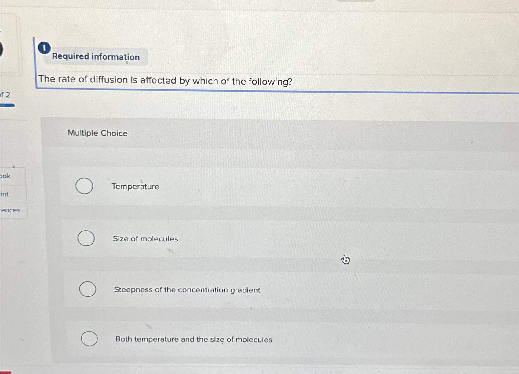 Solved ?Required informationThe rate of diffusion is | Chegg.com