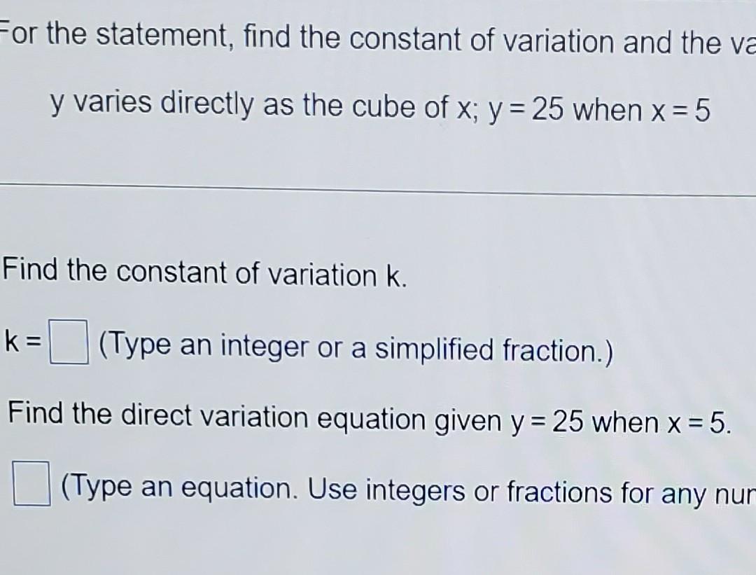 Solved For the statement, find the constant of variation and | Chegg.com