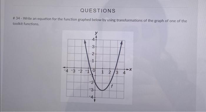 Solved \#34-Write an equation for the function graphed below | Chegg.com