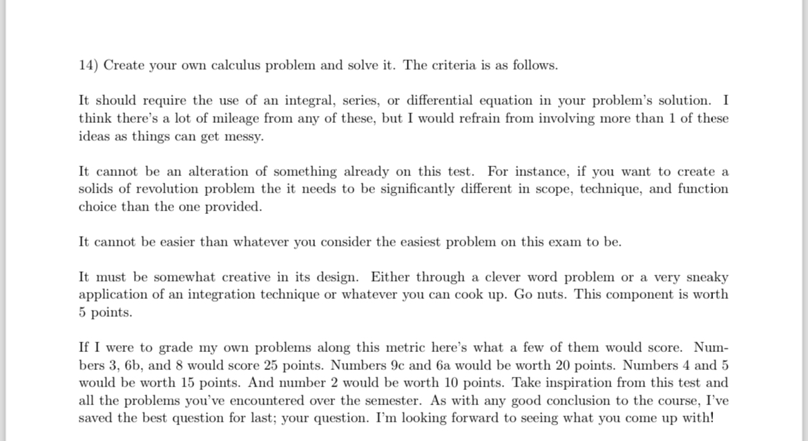 Solved Create your own calculus problem and solve it. ﻿The | Chegg.com