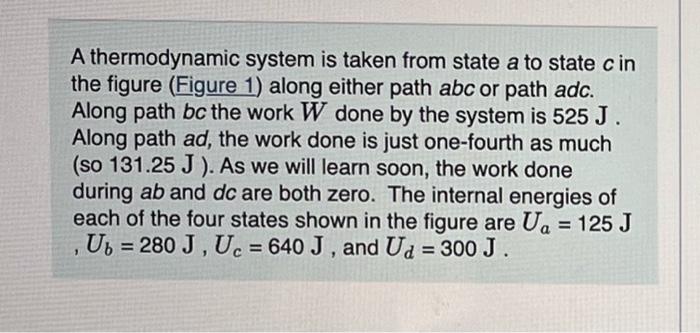 Solved A thermodynamic system is taken from state a to state | Chegg.com