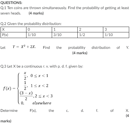 Solved Question 1) ﻿Given the probability distribution:X | Chegg.com