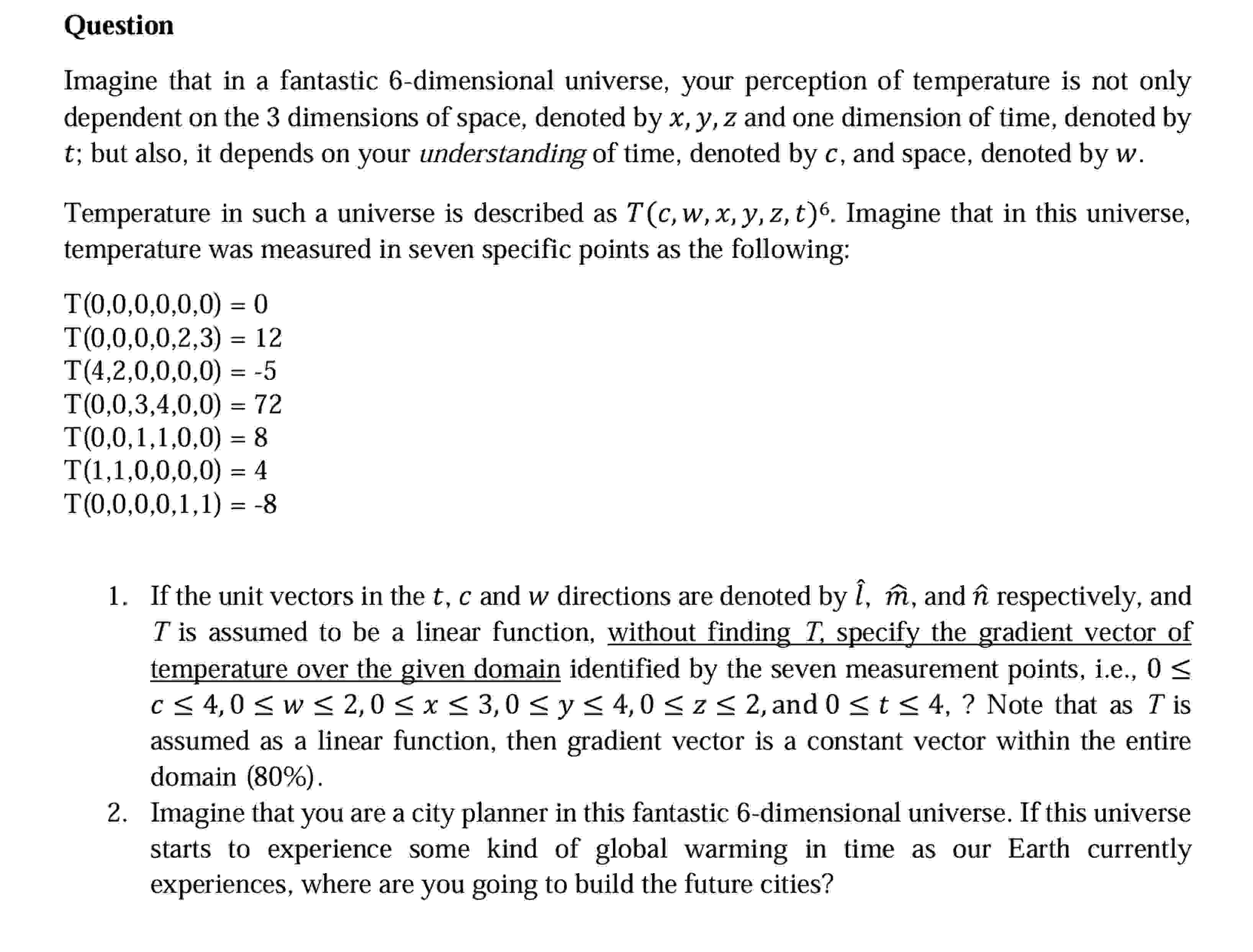 Solved QuestionImagine that in a fantastic 6-dimensional | Chegg.com