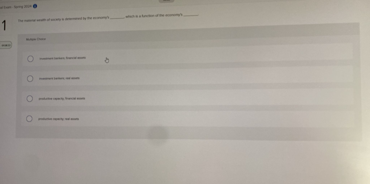 Solved al Exam - ﻿Spring 2024 (The material wealth of | Chegg.com