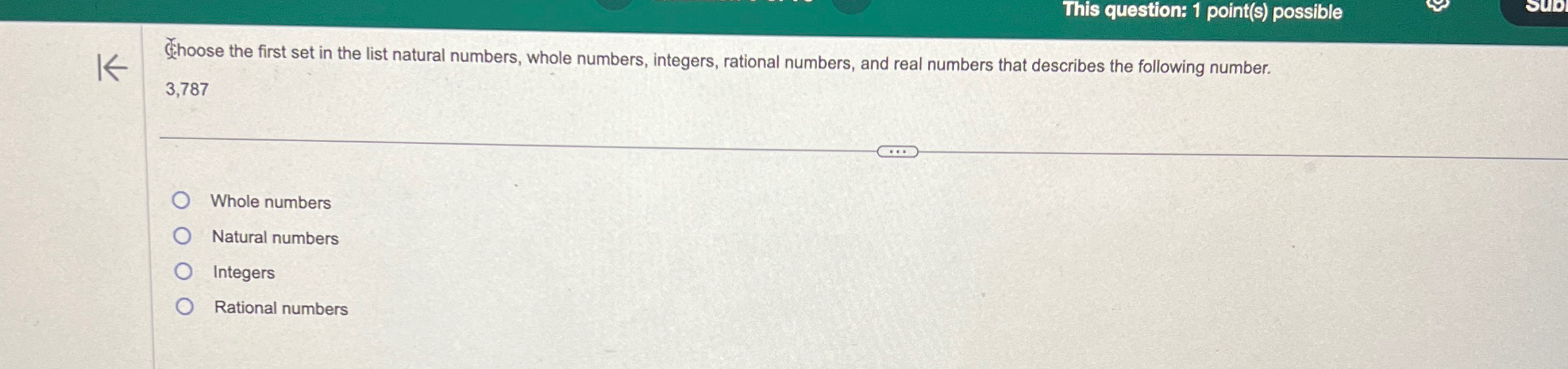 Solved This question: 1 ﻿point(s) ﻿possibleChoose the first | Chegg.com