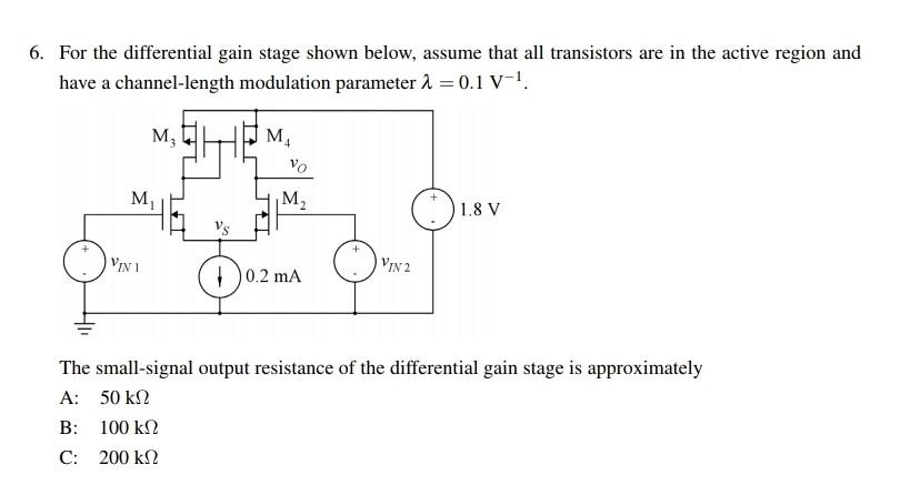 Solved 9. If the input voltages for the differential gain | Chegg.com