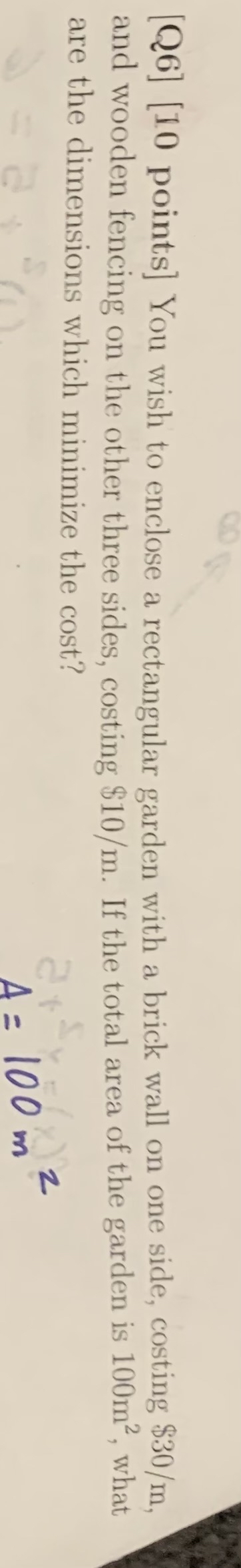 Solved [Q6] [10 ﻿points] ﻿You wish to enclose a rectangular | Chegg.com