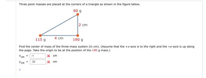 Solved Three point masses are placed at the corners of a | Chegg.com