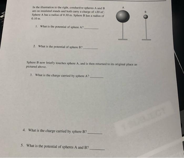 Solved In the illustration to the right, conductive spheres | Chegg.com