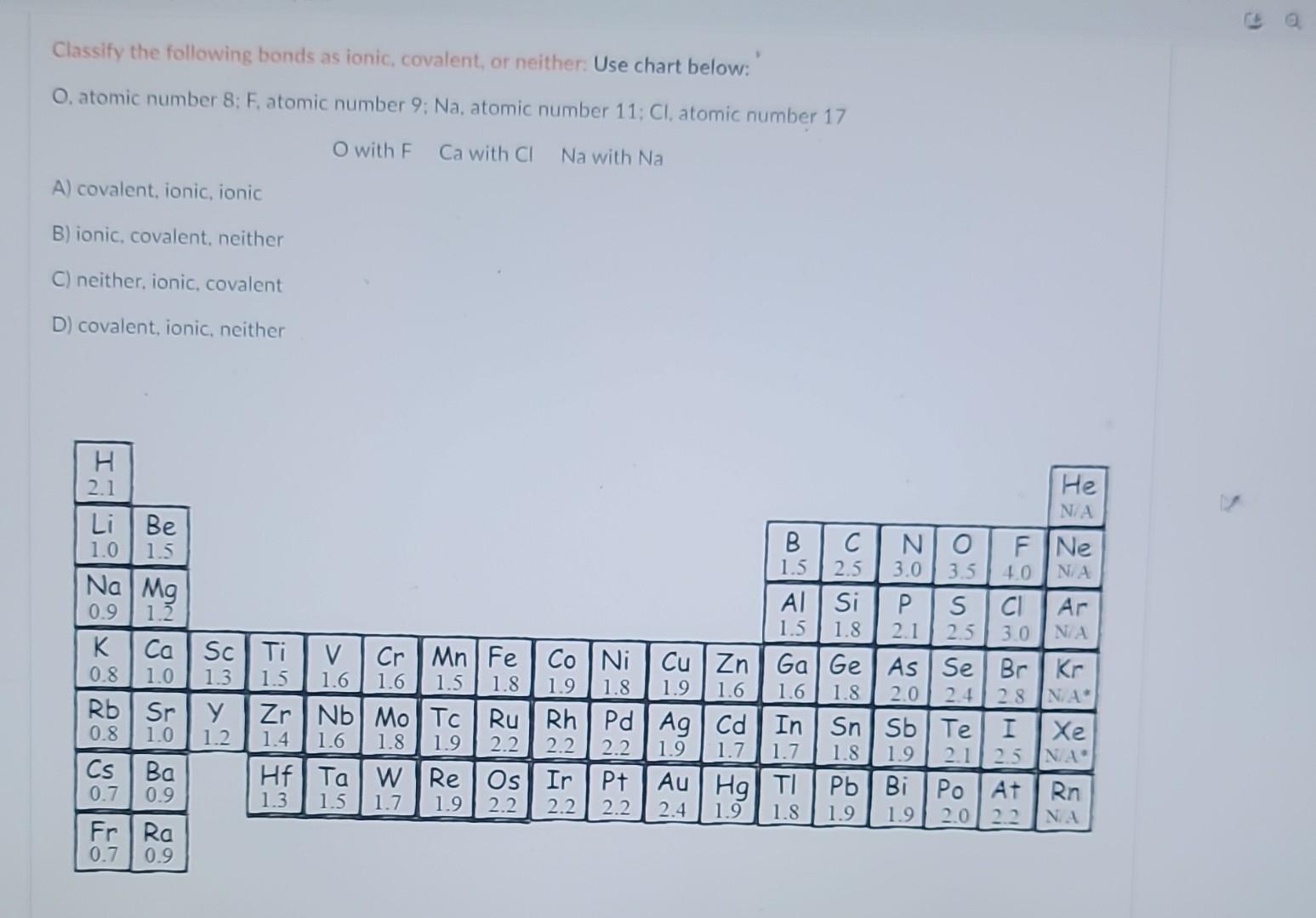 Solved Classify the following bonds as ionic, covalent, or | Chegg.com