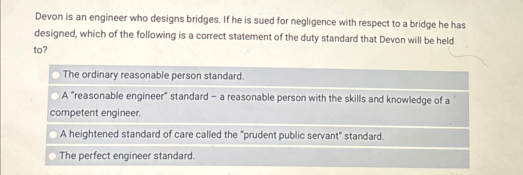 Solved Devon is an engineer who designs bridges. If he is | Chegg.com