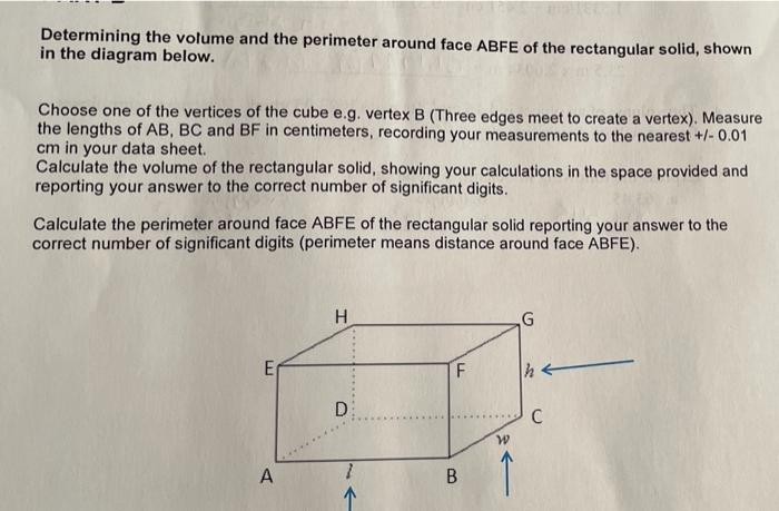 Solved Determining the volume and the perimeter around face | Chegg.com