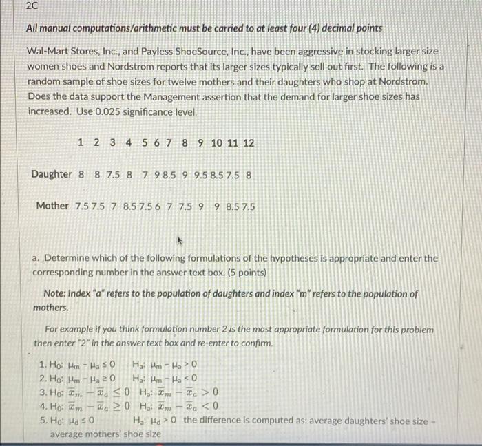 Solved 20 All manual computations/arithmetic must be carried | Chegg.com