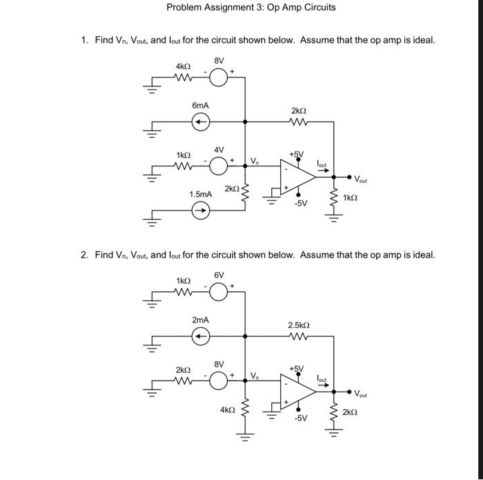 Solved 1. Find Vn,Vout, and lout for the circuit shown | Chegg.com