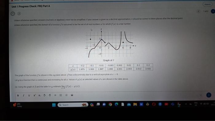 Solved Unit 1 Progress Check: FRQ Part A 1) Unless otherwise | Chegg.com