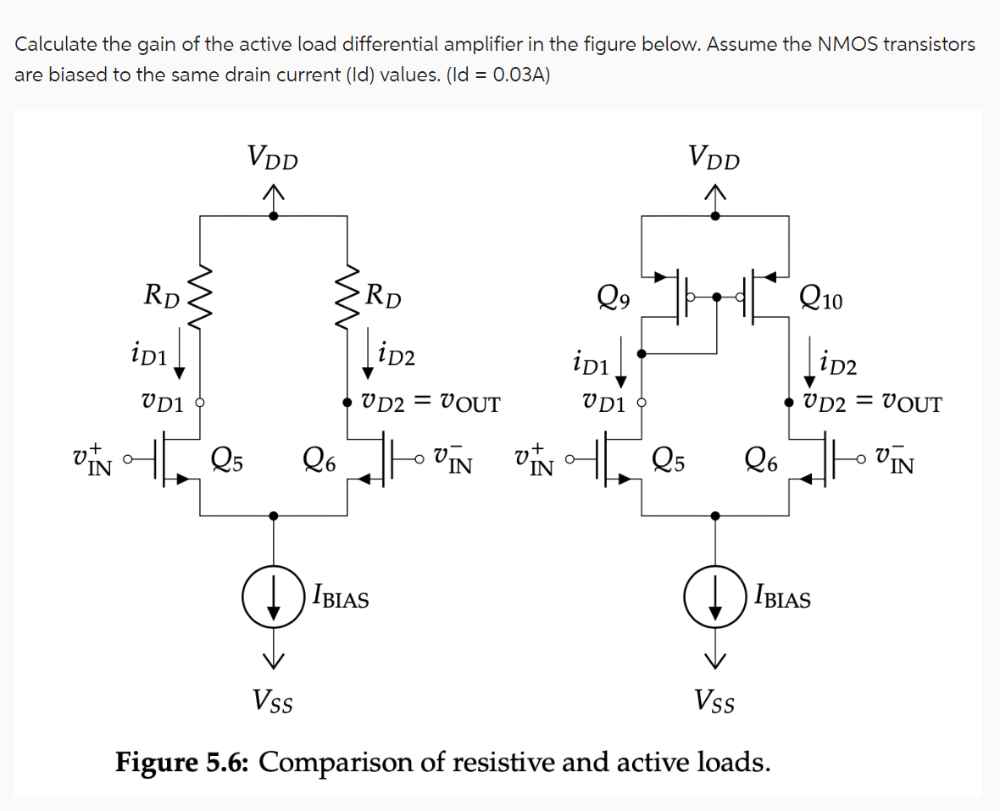 Solved Calculate the gain of the active load differential | Chegg.com