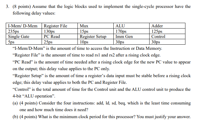 Solved 3. (8 ﻿points) ﻿Assume that the logic blocks used to | Chegg.com