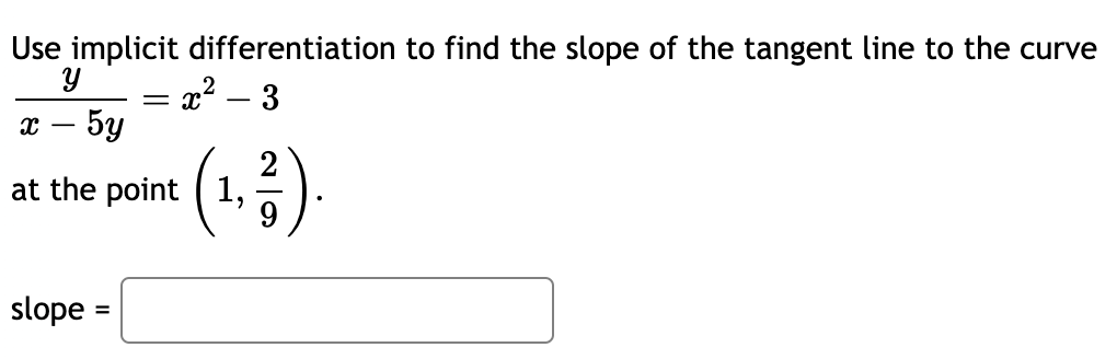 Solved Use implicit differentiation to find the slope of the | Chegg.com