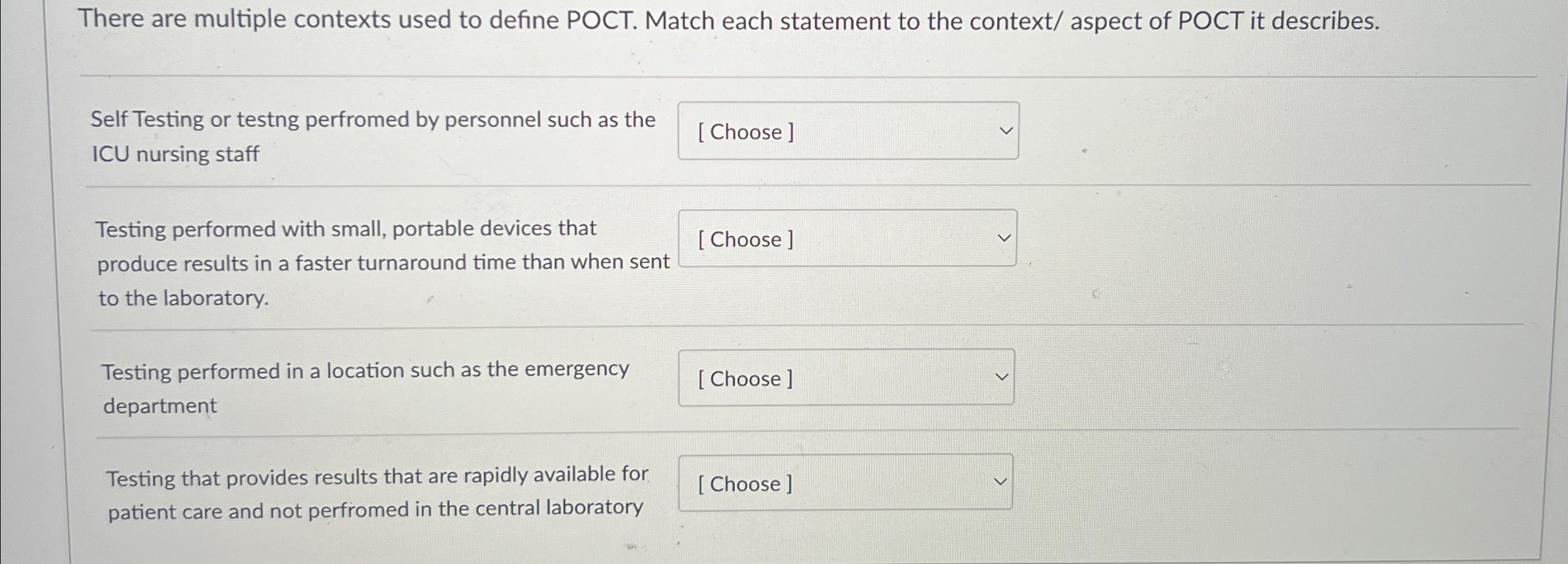 Solved There are multiple contexts used to define POCT. | Chegg.com