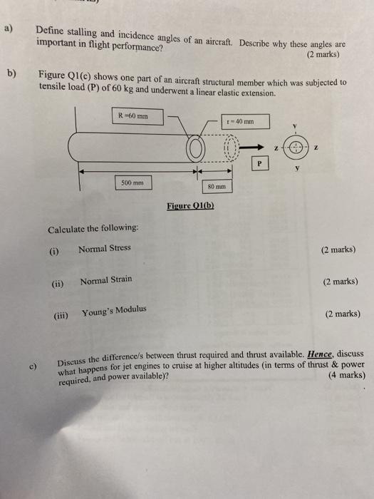 Solved a) Define stalling and incidence angles of an | Chegg.com