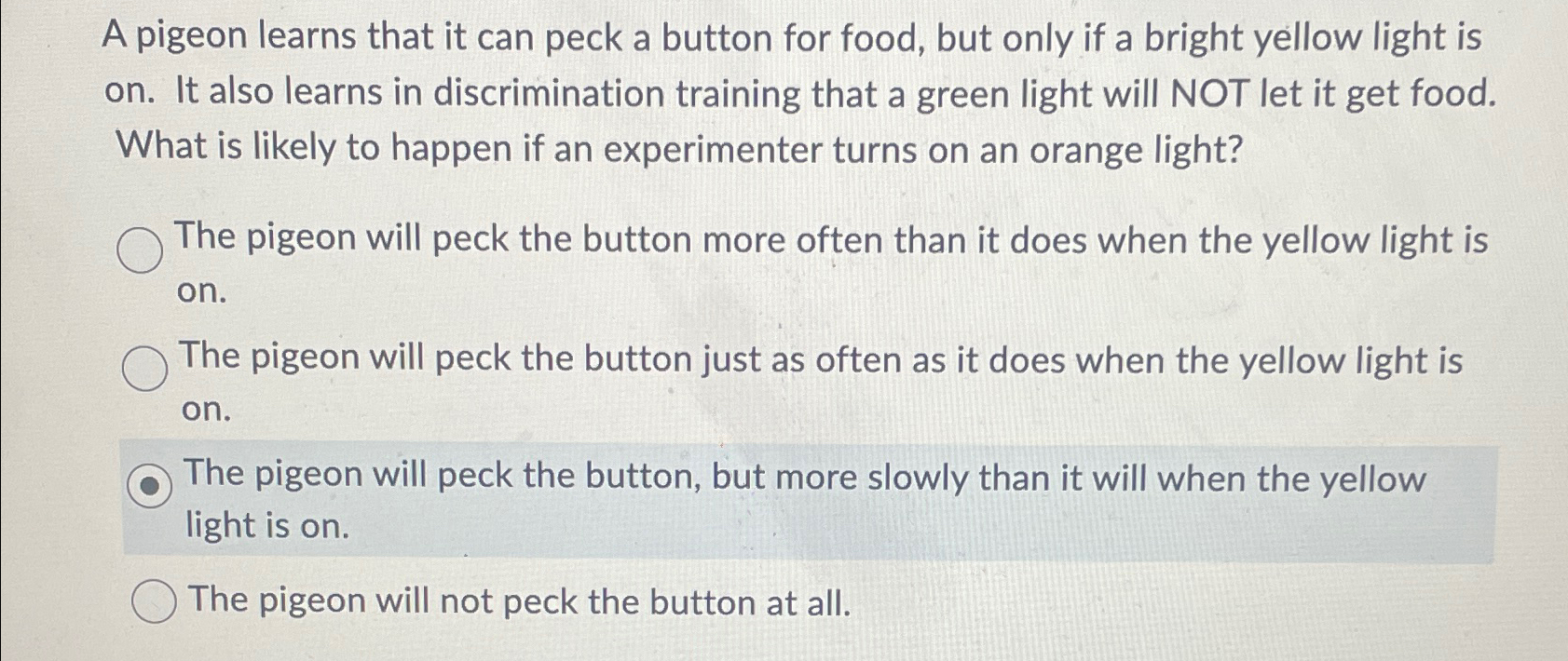 Solved A pigeon learns that it can peck a button for food, | Chegg.com