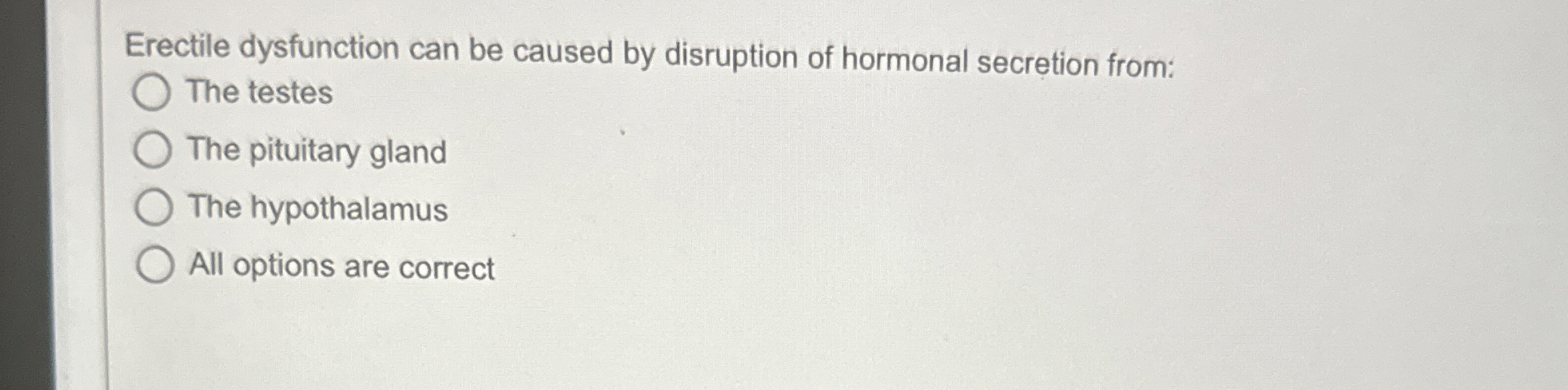Solved Erectile dysfunction can be caused by disruption of | Chegg.com