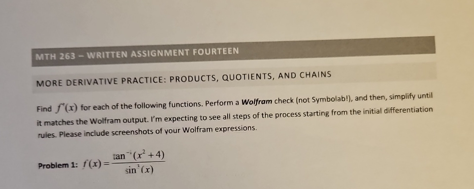 Solved MTH 263 - ﻿WRITTEN ASSIGNMENT FOURTEENMORE DERIVATIVE | Chegg.com