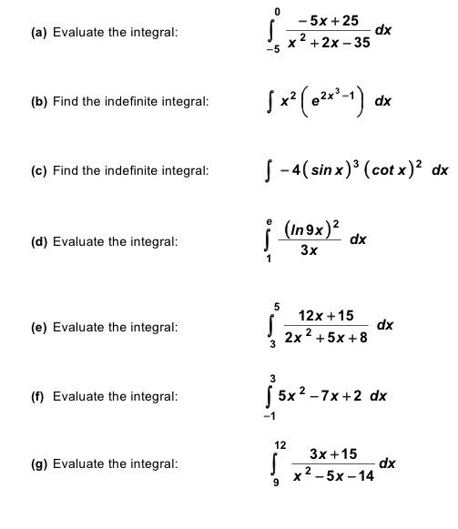 Solved (a) Evaluate the integral: (b) Find the indefinite | Chegg.com