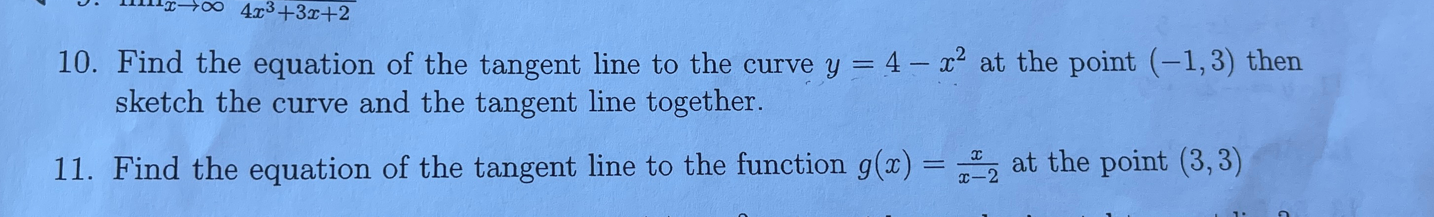 Solved Find the equation of the tangent line to the function | Chegg.com