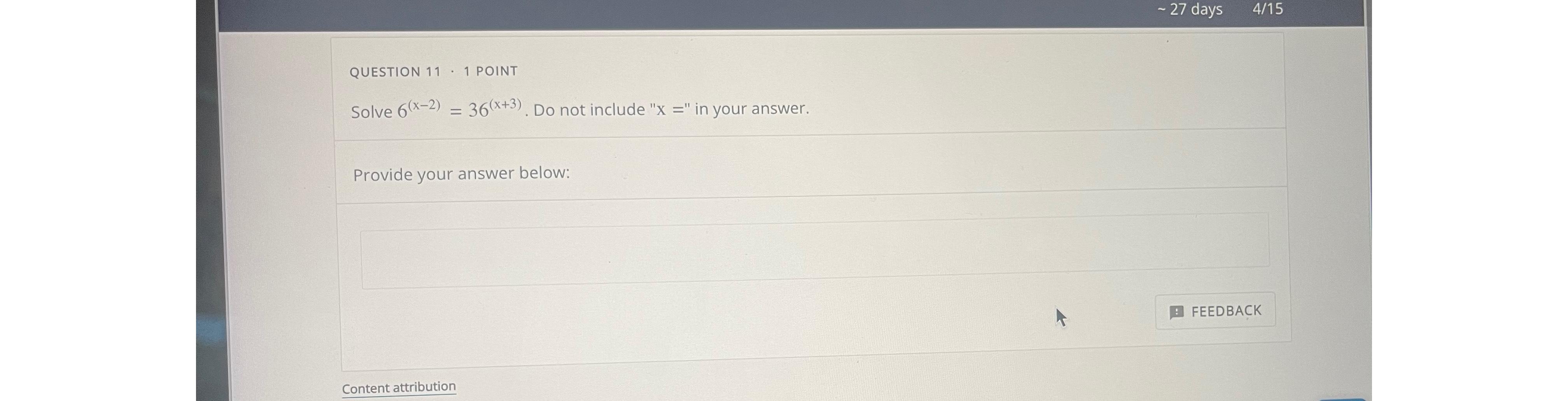 Solved QUESTION 11*1 ﻿POINTSolve 6(x-2)=36(x+3). ﻿Do not | Chegg.com